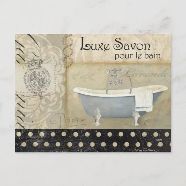 Vintage French Bath Postcard | Zazzle