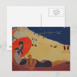 Vintage French Beach Travel Advertisement Postcard | Zazzle