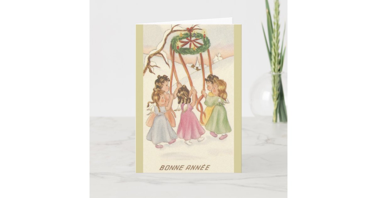 Vintage French Bonne Année New Year Card | Zazzle