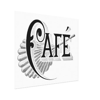 Vintage French Chic Deco Cafe Logo Wall Art Canvas | Zazzle