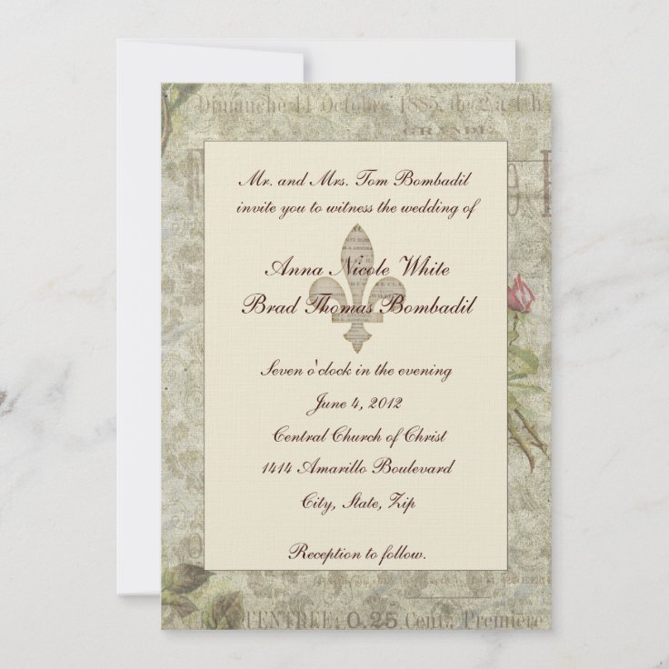 Vintage French Collage Wedding Invitation | Zazzle
