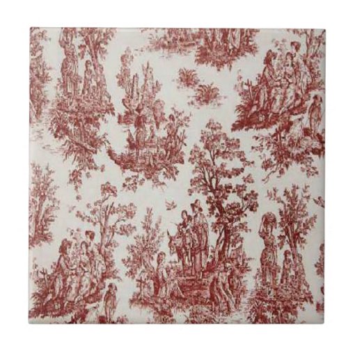Vintage French Country Red Toile Ceramic Tile | Zazzle