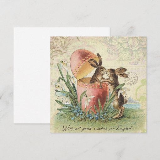 Vintage French Easter bunnies Holiday Card | Zazzle