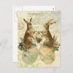Vintage French Easter Bunnies postcard | Zazzle