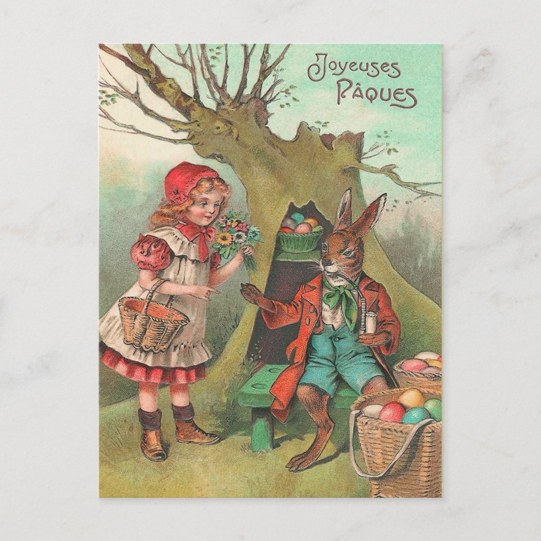 Vintage French Easter Bunny Postcard | Zazzle