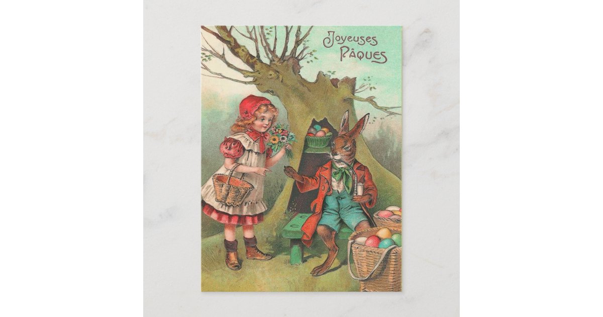 Vintage French Easter Bunny Postcard | Zazzle