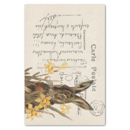 Vintage French Easter Rabbit Daffodil Postcard Tissue Paper | Zazzle