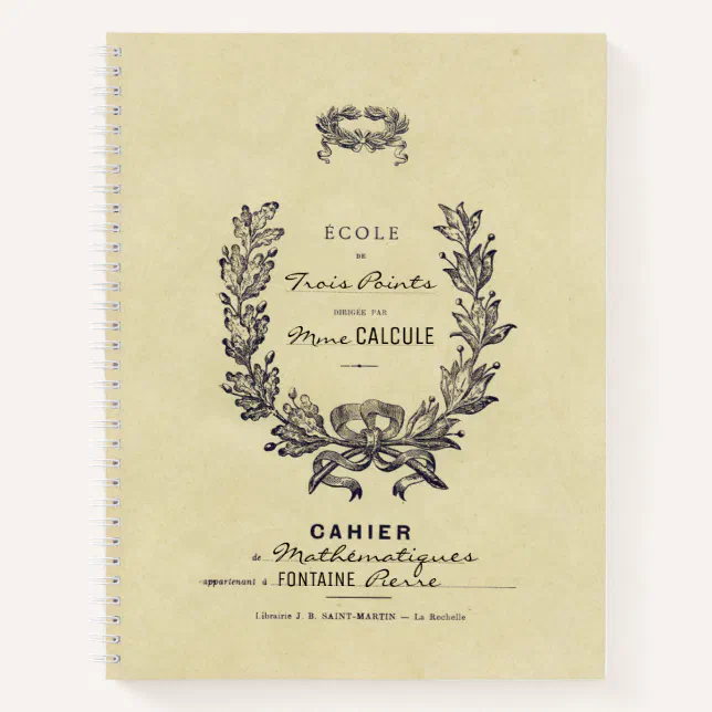 Vintage French Editable Math Class Multiplication Notebook | Zazzle