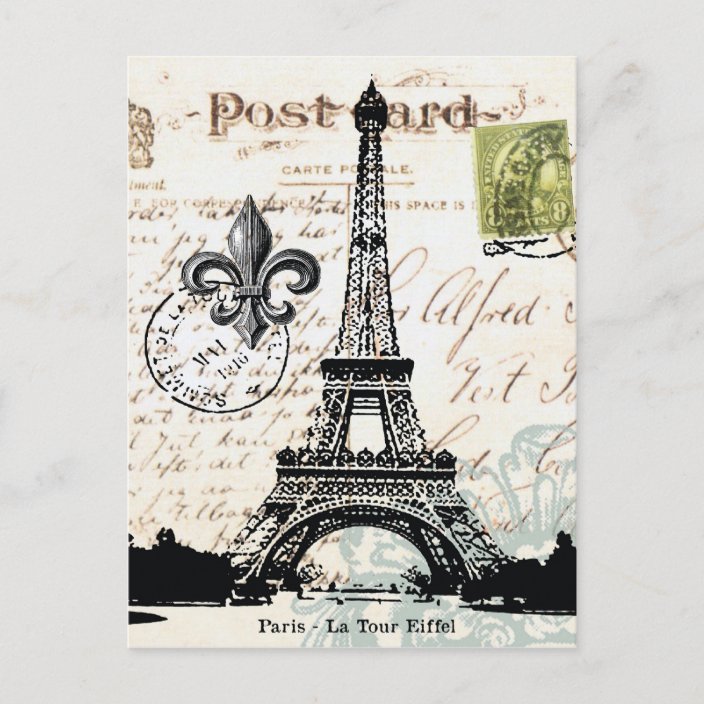 Vintage French Eiffel Tower postcard | Zazzle.com