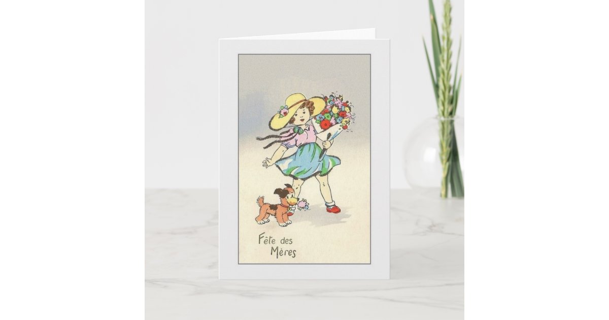 Vintage French Fête des Mères Mother's Day Card | Zazzle