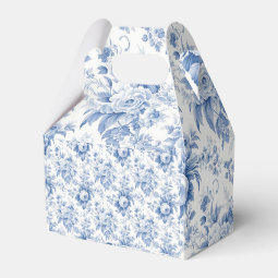 Vintage French Floral Toile Blue Favor Boxes | Zazzle