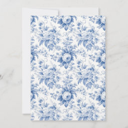 Vintage French Floral Toile Blue Wedding Invitation | Zazzle