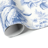 Vintage French Floral Toile Blue Wrapping Paper | Zazzle