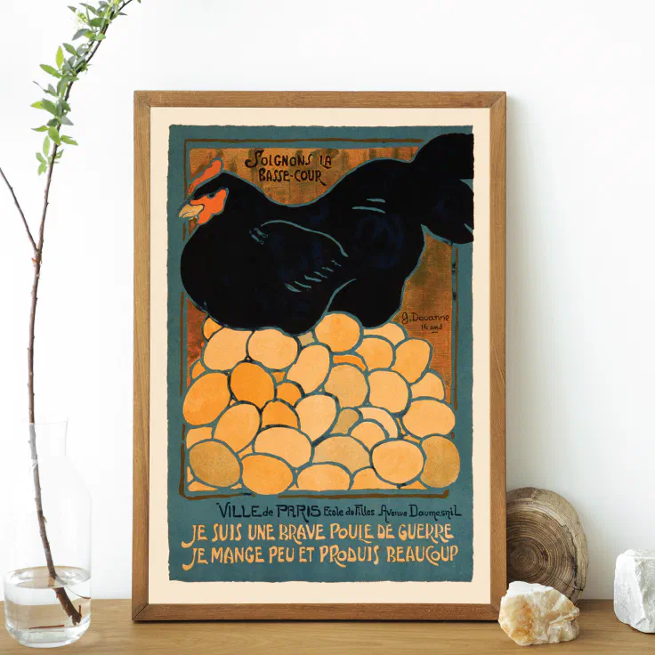 Vintage French Hen Advertising Lithograph Poster | Zazzle