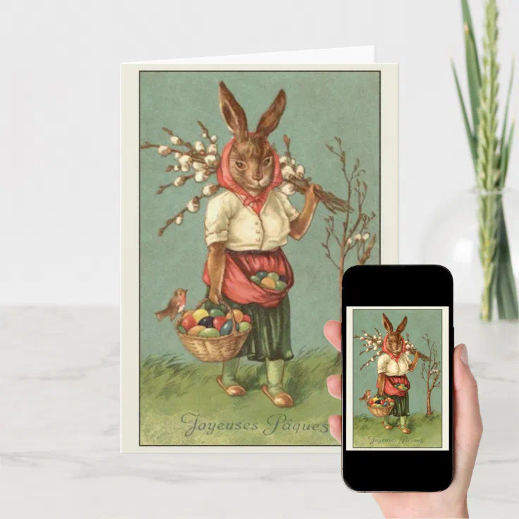 Vintage French Joyeuses Pâques Easter Card | Zazzle