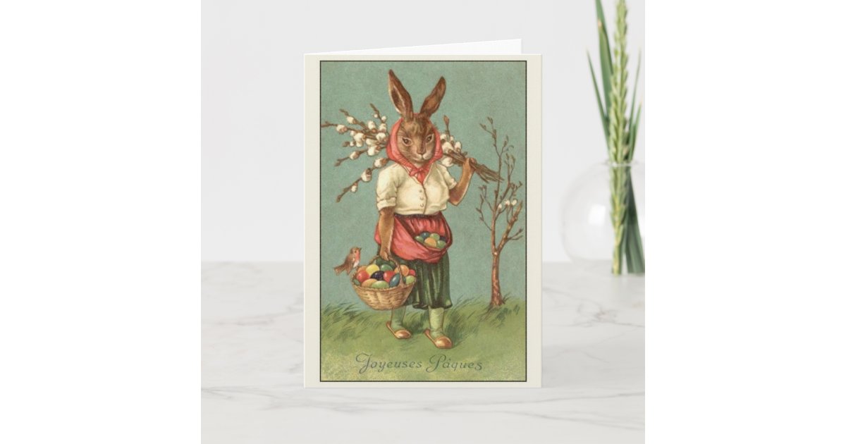 Vintage French Joyeuses Pâques Easter Card | Zazzle
