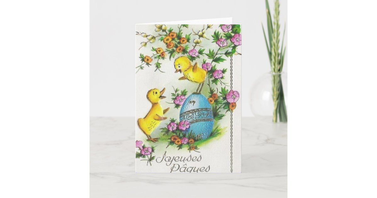 Vintage French Joyeuses Pâques Easter Card | Zazzle