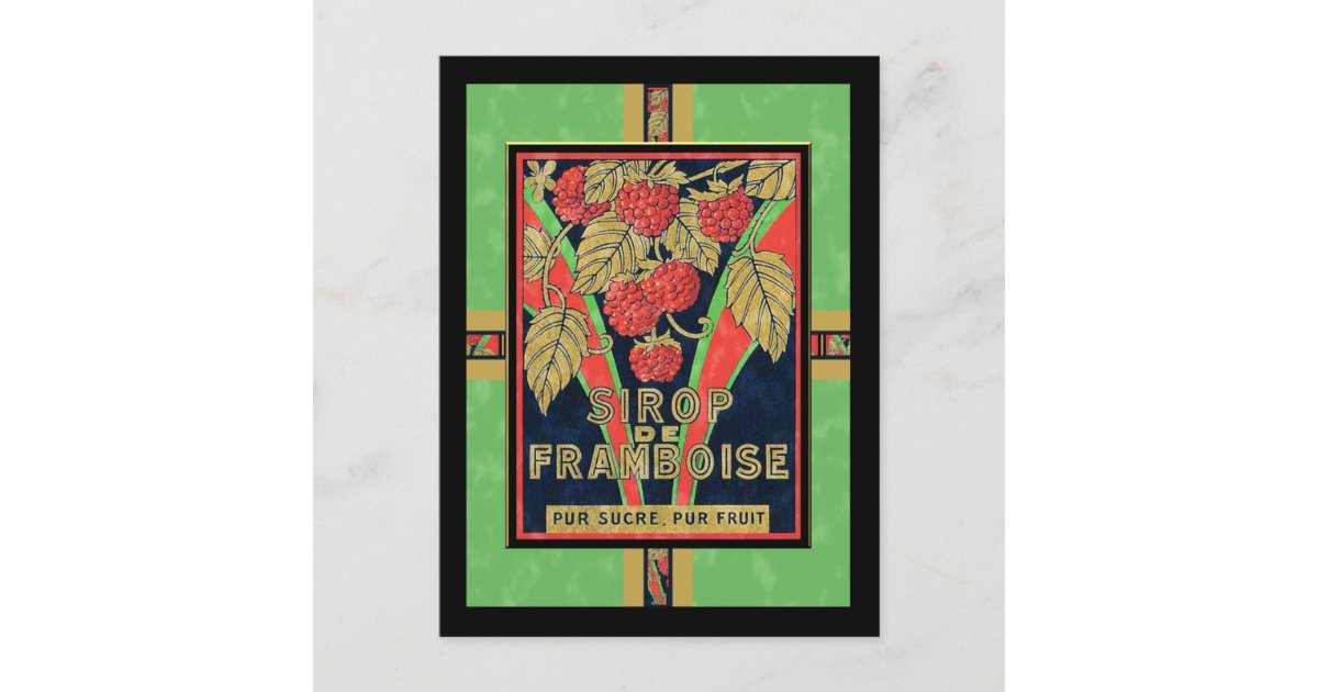Vintage French Lemon Raspberry Syrup Labels Postcard | Zazzle