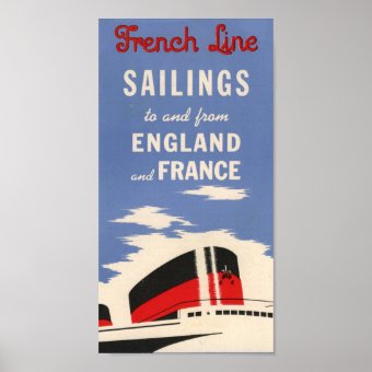 Vintage French Line Ocean Liner Poster | Zazzle