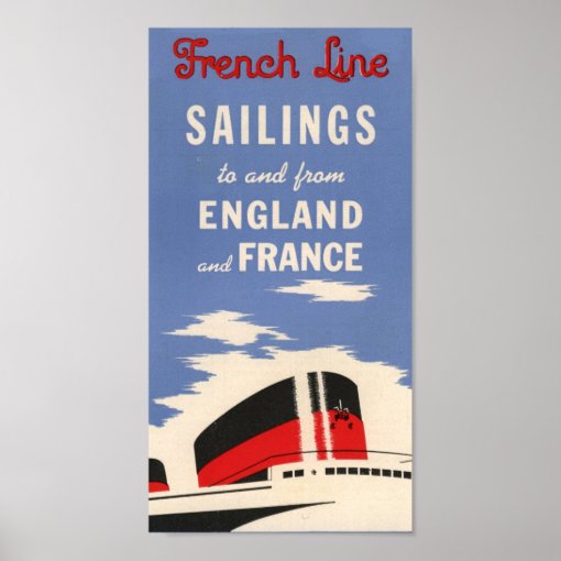 Vintage French Line Ocean Liner Poster | Zazzle