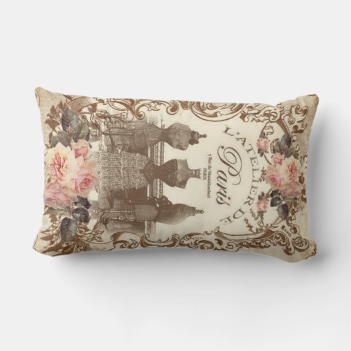 Vintage French Lumbar Pillow | Zazzle