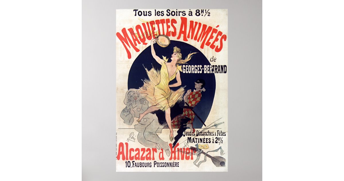 Vintage French Maquettes Animees Alcazar d'Hiver Poster | Zazzle