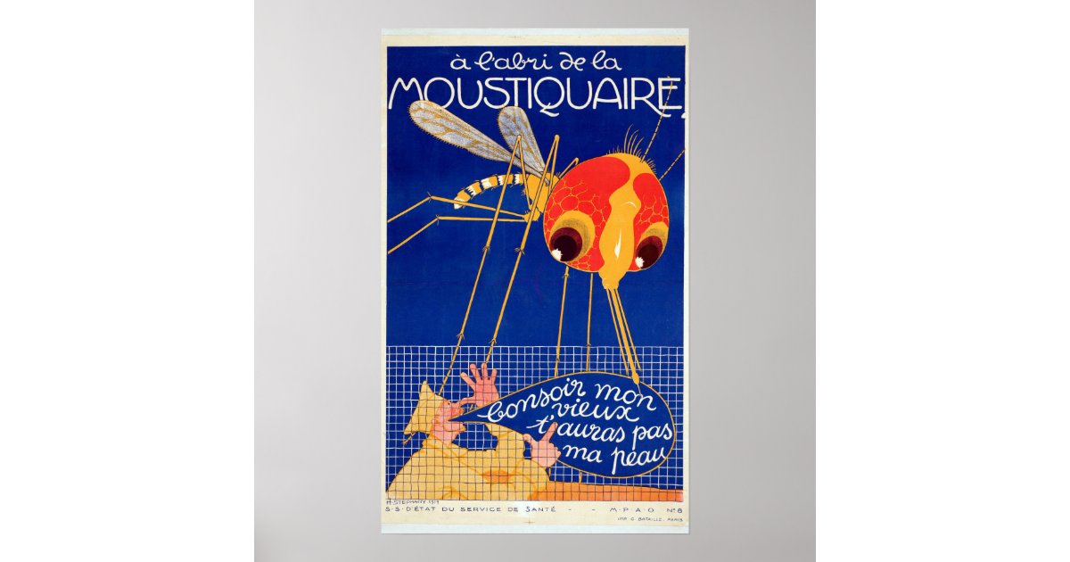Vintage French Mosquito Pest Control Advertisement Poster | Zazzle