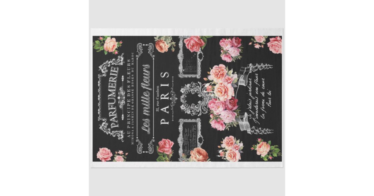Vintage French Perfume Floral Label Tissue Paper | Zazzle