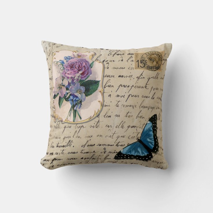 Vintage French Postcard Throw Pillow | Zazzle