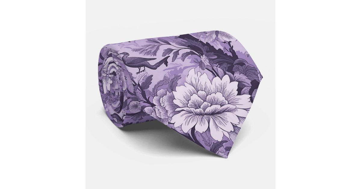 Vintage French Purple Toile Fleurie Neck Tie | Zazzle
