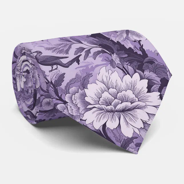 Vintage French Purple Toile Fleurie Neck Tie | Zazzle