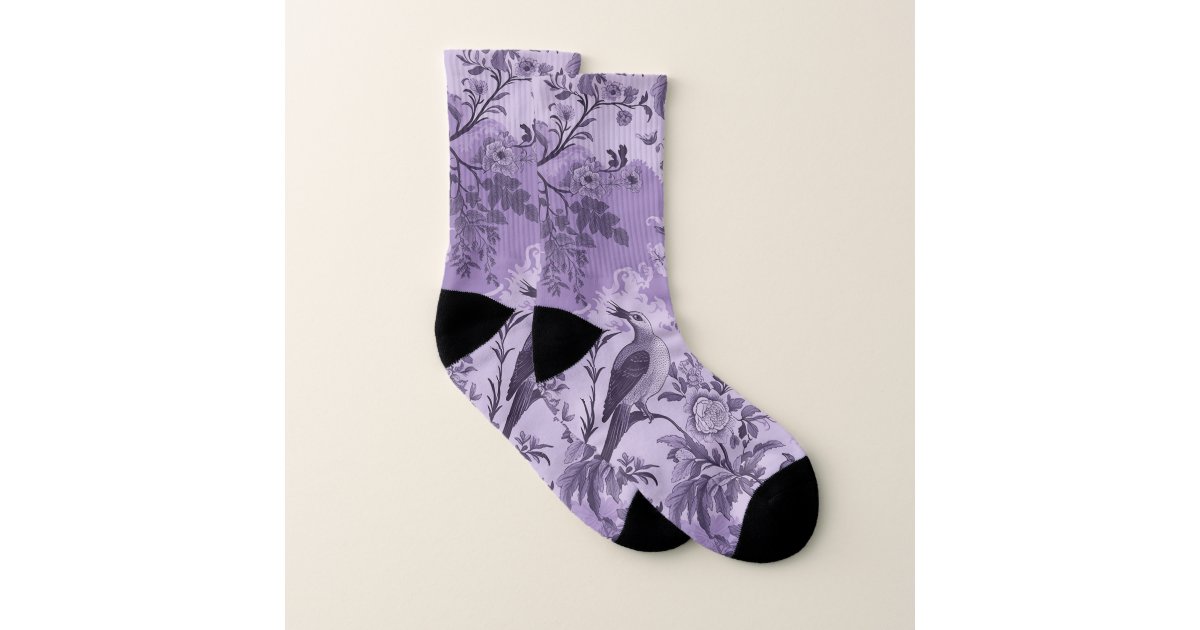 Vintage French Purple Toile Fleurie Socks | Zazzle