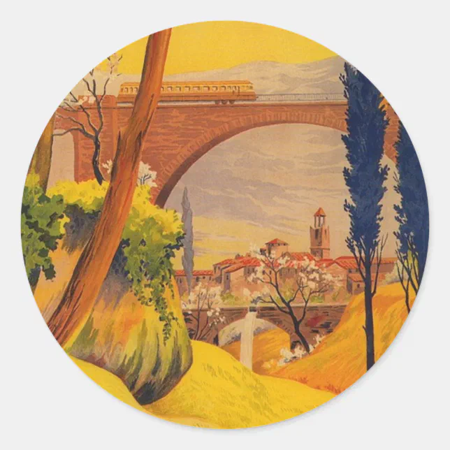 Vintage French Railroad Travel Classic Round Sticker | Zazzle