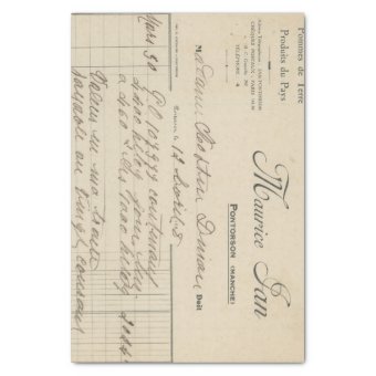 Vintage French Receipt Tissue Paper | Zazzle