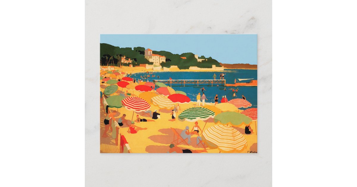 Vintage French Riviera Beach Postcard | Zazzle