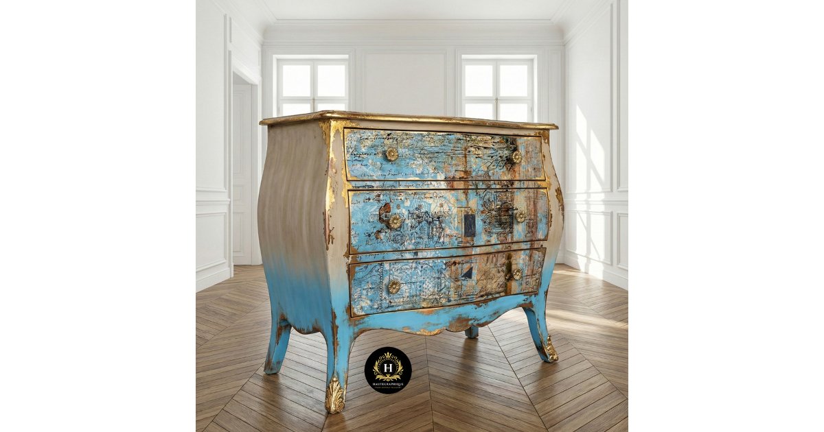 Vintage French Rustic Blue Brown Floral Decoupage Tissue Paper | Zazzle
