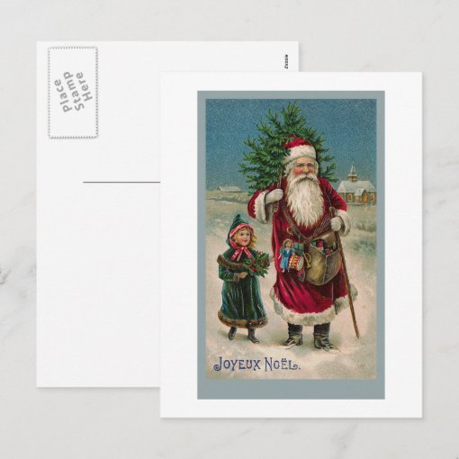Vintage French Santa Claus Greeting Card | Zazzle