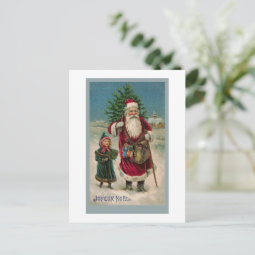 Vintage French Santa Claus Greeting Card | Zazzle