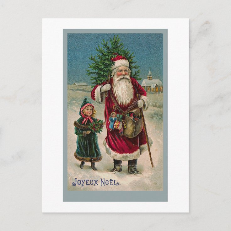 Vintage French Santa Claus Greeting Card | Zazzle