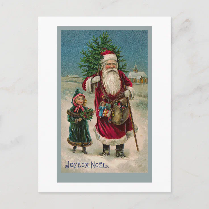 Vintage French Santa Claus Greeting Card | Zazzle