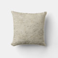 Vintage French Script Handwritten Calligraphy Tan Throw Pillow | Zazzle