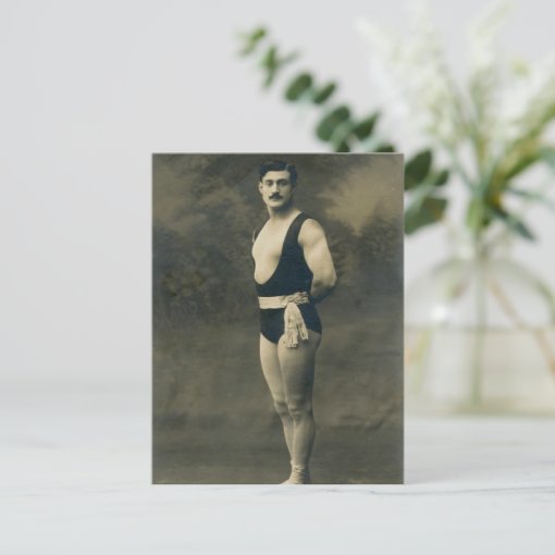 Vintage French Strongman Card | Zazzle
