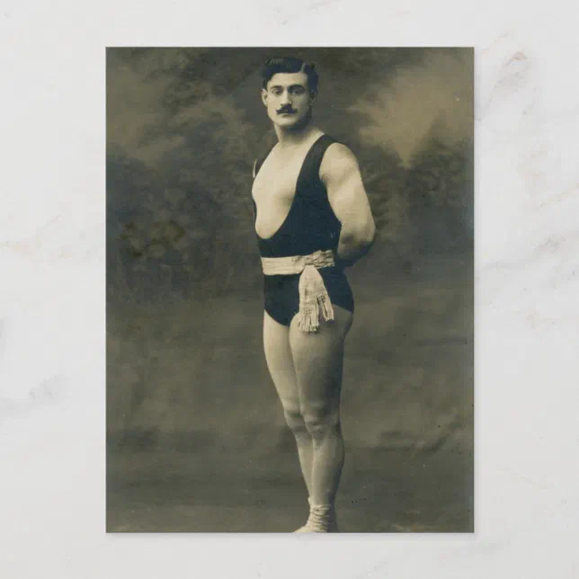 Vintage French Strongman Card | Zazzle