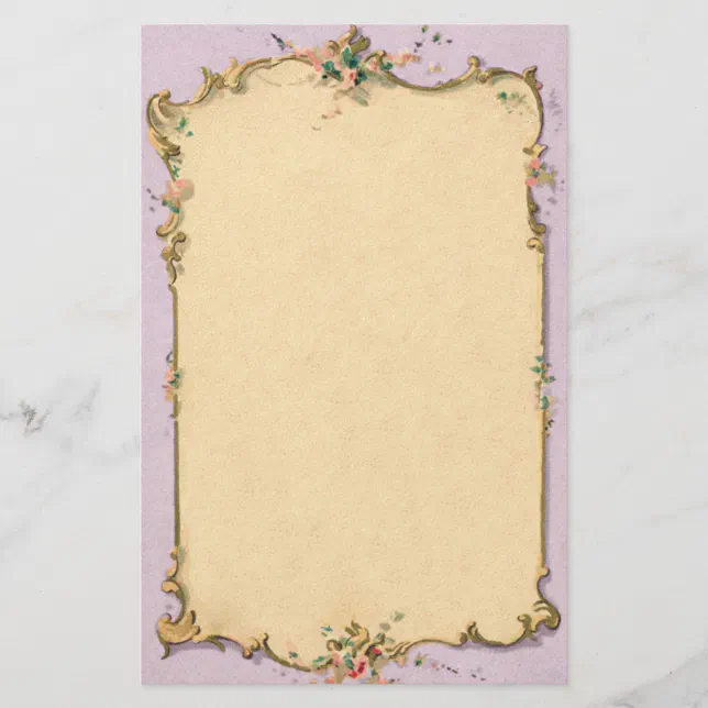 Vintage French-Style Floral Scrollwork Stationery | Zazzle