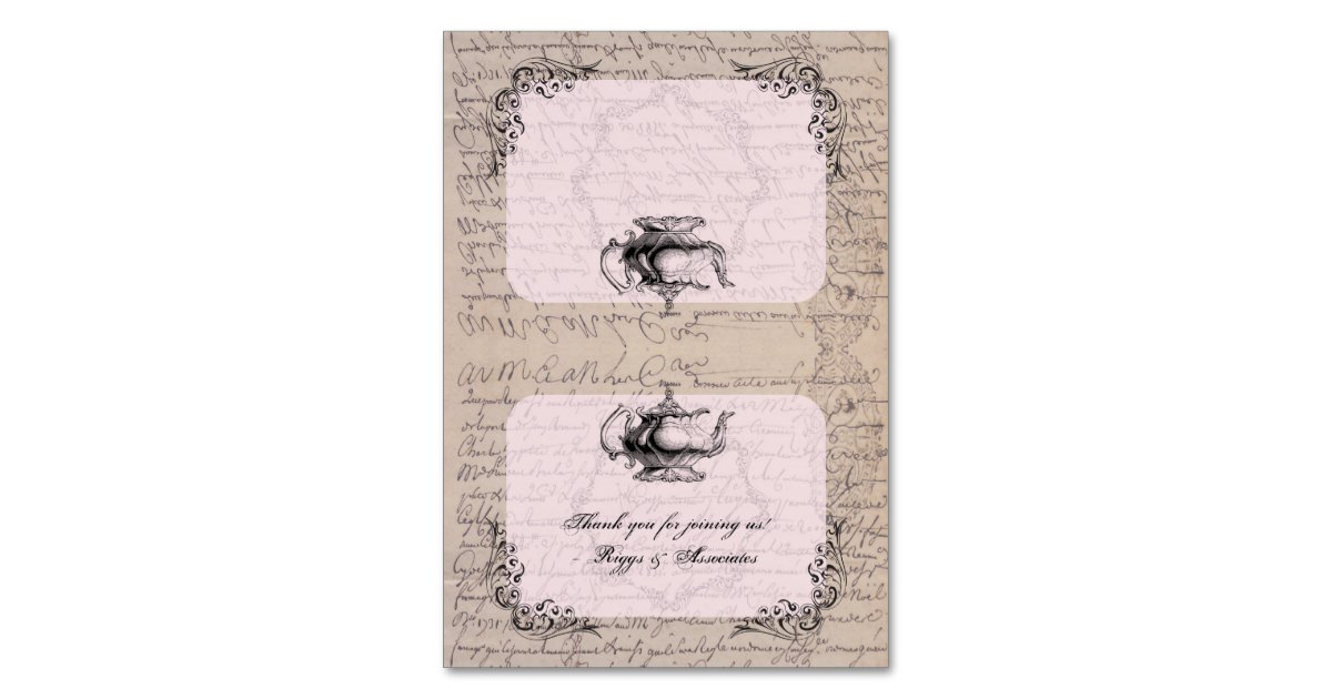 Vintage French Teapot Place Card | Zazzle