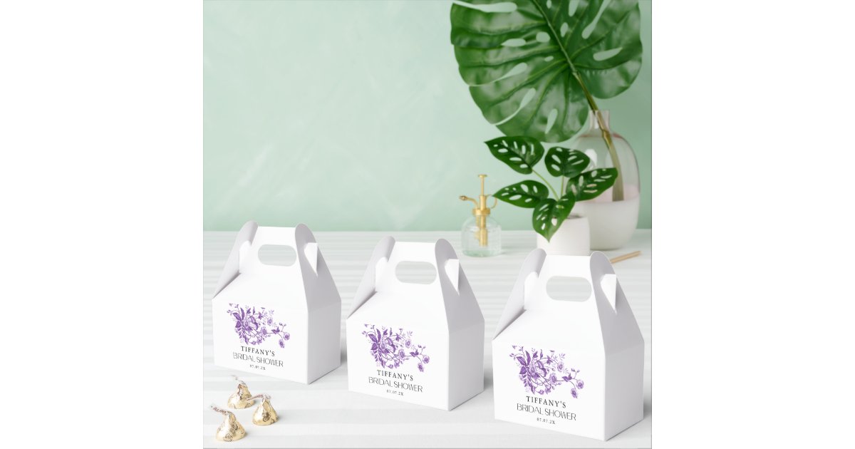 Vintage French Toile Purple Floral Bridal Shower Favor Boxes | Zazzle