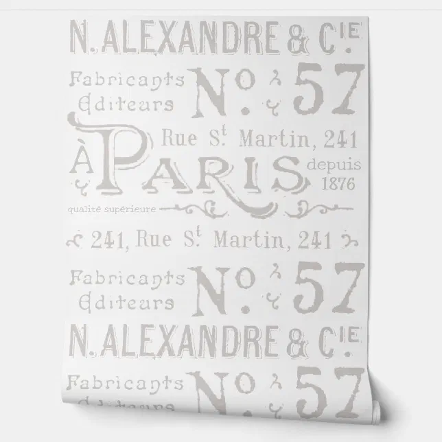 Vintage French Typography Paris Text Travel Wallpaper | Zazzle