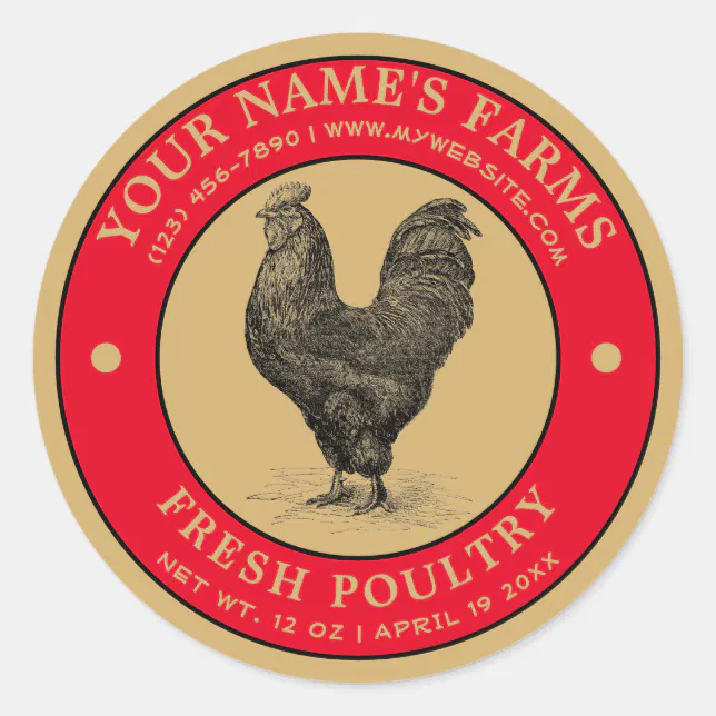Vintage Fresh Poultry Label Template | Zazzle