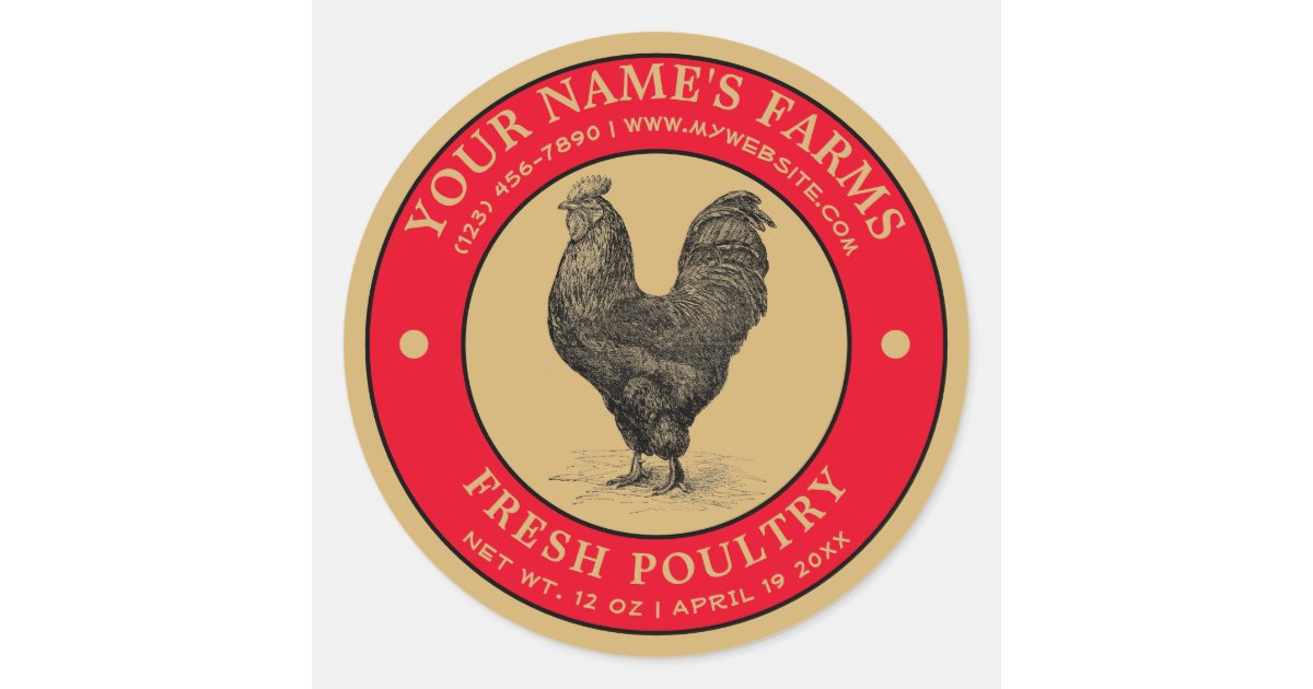 Vintage Fresh Poultry Label Template | Zazzle