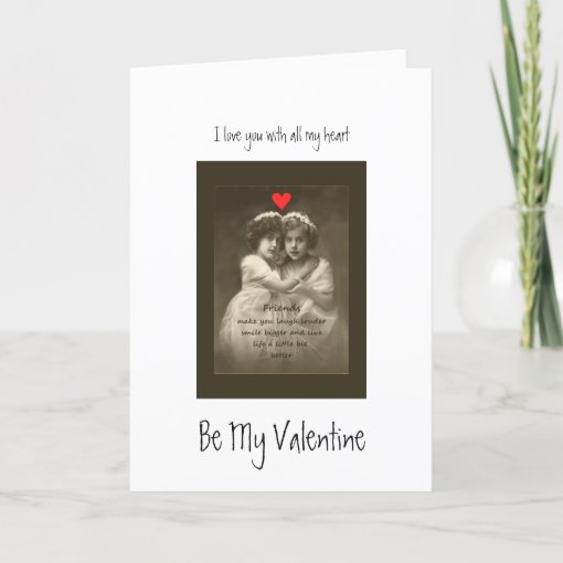 Vintage Friend Love You Hearts Custom Valentine Holiday Card | Zazzle